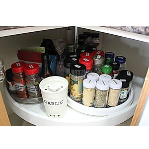 Lawei 2 Pack Lazy Susan Turntable - 10 Inch Non-Slip Lining Rotating Organizer Spice Storage Rack for Cabinet Pantry Refrigerator Countertop Spinning Organizer for Spices Condiments Baking