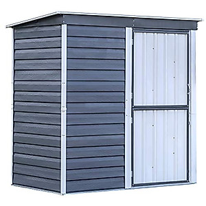 Arrow Shed SBS64 Shed-in-a-Box Compact Galvanized Steel Storage Shed with Pent Roof, 6'x4', Charcoal