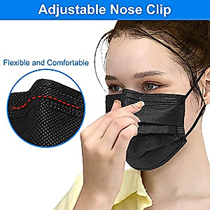 PhiFA 100Packs Black Disposable Face Masks 3 Ply Filter Protection Mask Suitable for Home School Office and Outdoor (Black)
