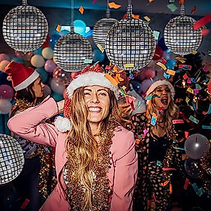 6 PCS Disco Ball Balloons Silver Disco Mylar Foil Balloons 22 Inch Huge 4D Round Metallic Sphere Disco Party Balloons for 70s 80s 90s Party Decorations Birthday Bachelorette Party Graduation