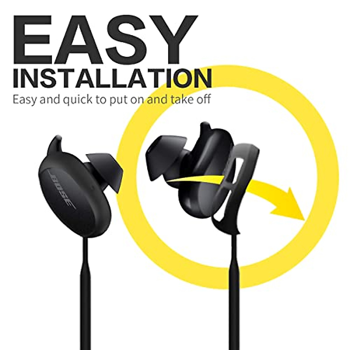 WOFRO Anti-Lost Strap for Bose QuietComfort Earbuds, Sports Anti-Slip Soft Silicone Super Strong Lanyard Accessories Compatible with Bose QuietComfort Earbuds 2020 Neck Rope Cord (Black)