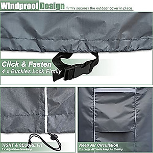 Patio Furniture Covers, Waterproof Outdoor Furniture Cover, 110" Dia x 28" H, 500D Tough Round Patio Table Covers, All Weather Protection Large Covers for Patio Furniture Set -Grey