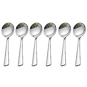 dearithe Soup Spoons, 6 pieces Stainless Steel Round Spoons Dinner Spoons, 6.65-Inch Silver