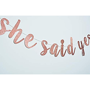 She Said Yes We Said Vegas Banner for Las Vegas Bachelorette Bridal Party Decorations Pre-strung Garland (Rose Gold Glitter)