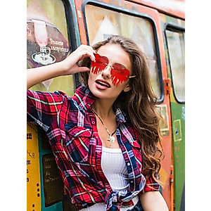 7 Pairs Melting Heart Sunglasses for Men Women Heart Drip Tears Flame Colorful Sunglasses Rimless Wave Eyewear (Fresh Colors)