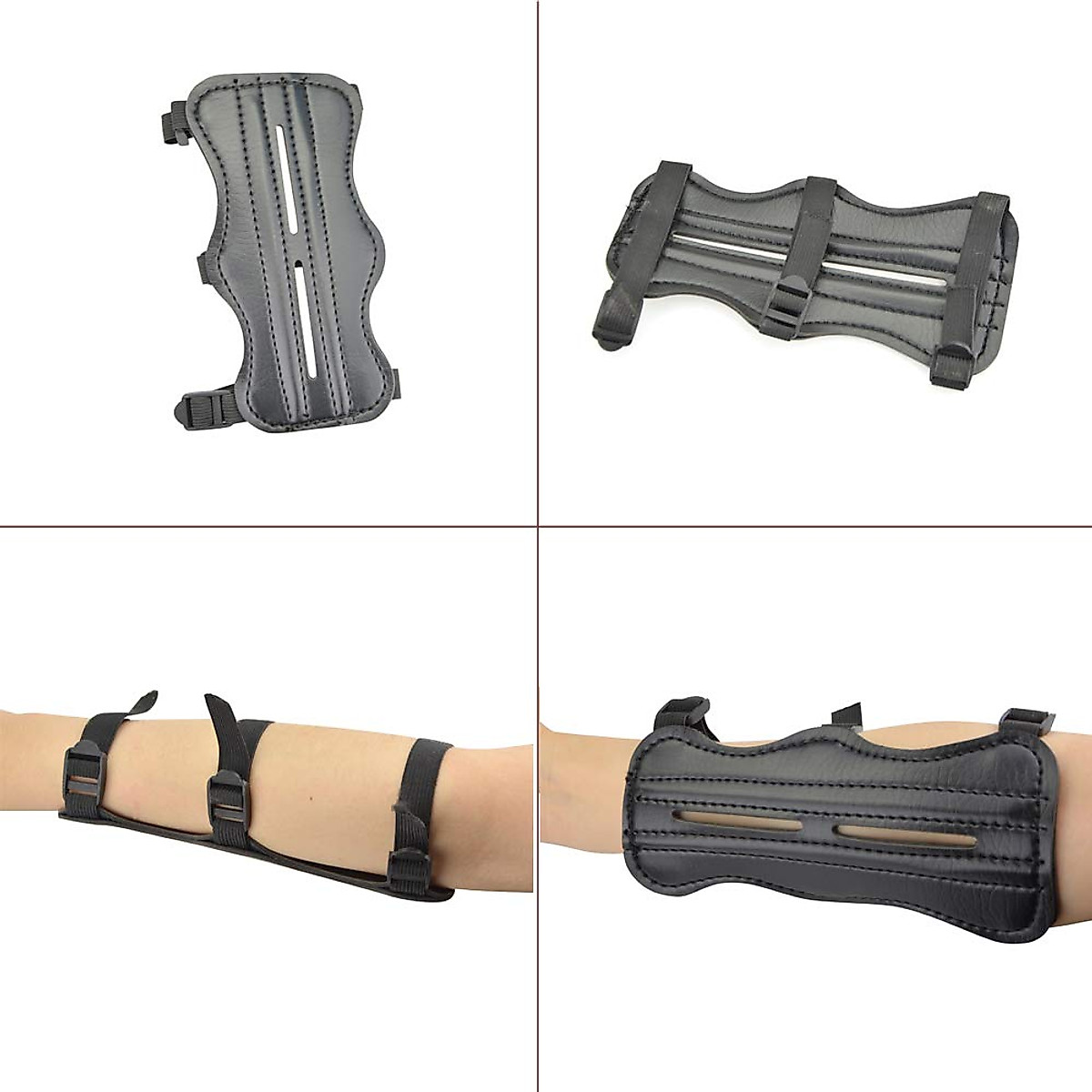 SHARROW Archery Protector Set Glove 3 Finger Guard Leather Arm Guard Bracers Finger Tabs Thumb Ring Finger Protector Protective Gear Set for Compound Bow Recurve Bow Shooting Hunting