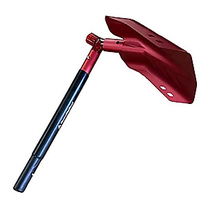 SnowBigDeal Emergency Snow Shovel with Saw - Converts from Dig to Chop/Hoe Mode Portable for Snowmobiles, Skiing, Backcountry, Avalanche Rescue Winter Survival Gear Car, Camping T6 Aluminum, Red