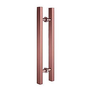 SUCHETA Modern Square Entry Door Handle,Modern Steel Push Pull Door Handle,for Sliding Glass Shower Barn Door,Interior Exterior Door,Hardware Included (Color: Rose Gold,Size: 120 x 90cm)