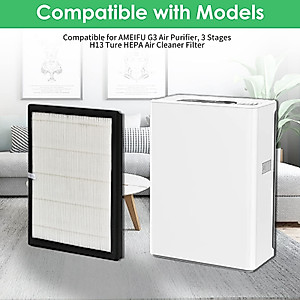 2 Pack G3 Air Purifier Replacement Filter for AMEIFU G3 Air Purifier, VEWIOR A3 and Tailulu HQZZ-260 Air Cleaner Purifier,3 in 1 Filtration HEPA Filter