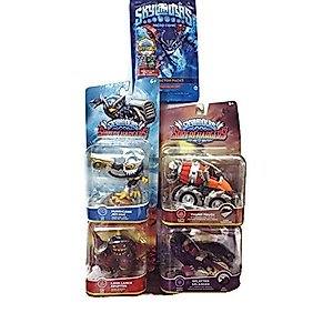 Skylanders Superchargers characters figures with bonus micro comic. Hurricane Jet Vac, Thump Truck, Lava Lance Eruptor, Splatter Splash and Micro Comic Collector Pack.
