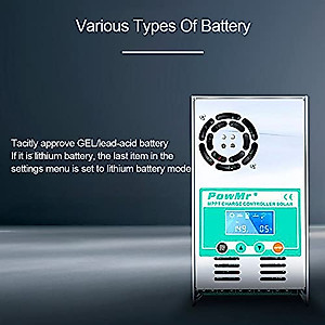 Kavolet MPPT-60A Solar Charge Controller with Fan, 12/24/36/48V Auto-Max DC150V Input, LCD Display, for Vented Sealed Gel Lithium Battery