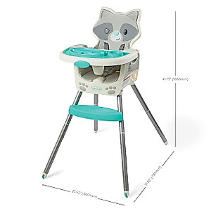 Infantino Grow-with-Me 4-in-1 Convertible High Chair, Raccoon-Theme, Space-Saving Design, Booster and Toddler Chair, for Infants & Toddlers 3M-36M Multicolor