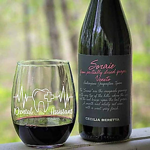 AGMDESIGN Funny Dental Assistant Wine Glass Gift Box, Inspirational Gifts for Dental Office, Glass Gifts for Dental Assistants, Gifts for Women, Gift for Dental Student