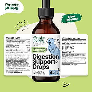 Digestion Drops for Dogs - Liquid Digestive Supplements w/Fennel Seeds & Licorice Root - Fiber for Dogs - Herbal Dog Vitamins and Supplements for Digestive Health & Gut Support 4 oz