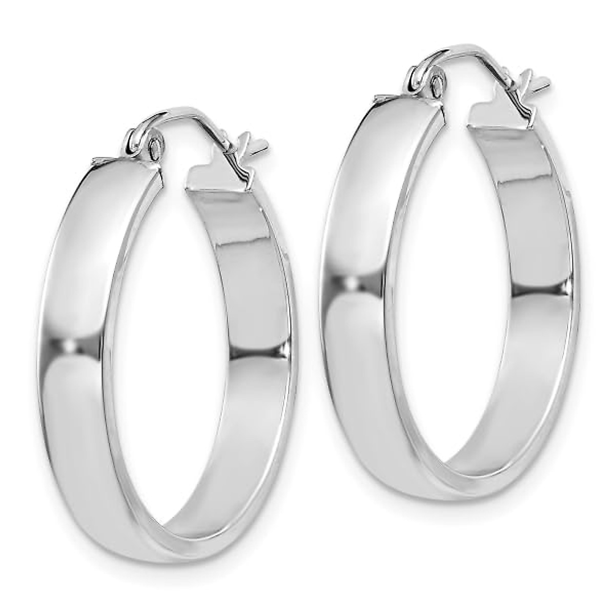 14K White Gold Round Hoop Earrings