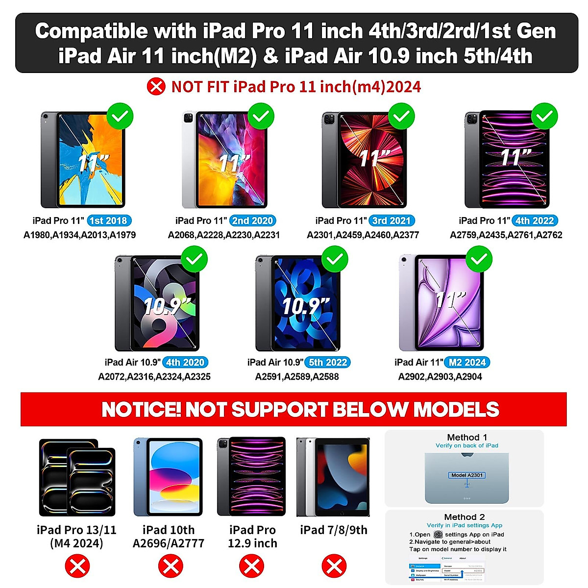 BABG Keyboard Case for iPad Air 11(M2,2024)&iPad Pro 11 inch (4th/3rd/2nd/1st) Gen&iPad Air 5th&4th Gen,360°Swivel,Multi-trackpad,Backlit Keyboard-Rose Gold