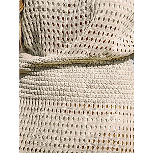 CUPSHE Women Bathing Suit Cover Up Swimsuit Crochet Cover-Up Swimwear Beach Dress Vacation Outfits Apricot M