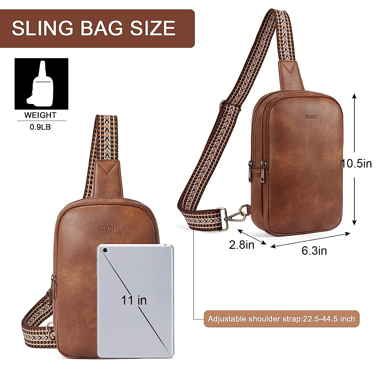 CLUCI Sling Bag for Women Crossbody Bags for Women Leather Cross Body Bag for Woman Sling Backpack Crossbody Backpack Chest Bag for Travel