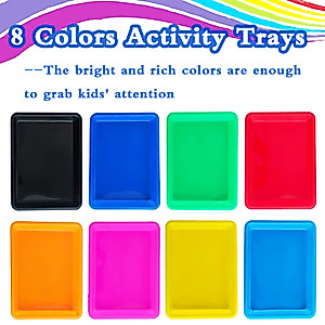 10 Pack Plastic Art Trays,8 Colors Activity Trays Sensory Tray,Sand Tray Serving Trays,Art Trays for Kids,Crafts Organizer,DIY Projects,Painting,Beads,Home,School
