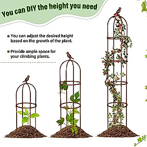 4 Pack 6 ft Garden Obelisk Trellis for Climbing Plants Outdoor Rustproof Rose Trellis for Pots Tall Tower Plant Trellis Metal Garden Trellis for Outdoor Indoor Vines Flower Plants Support (Brown)