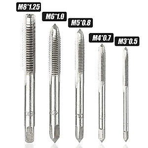 YAKAMOZ Ratchet T-Handle Tap Holder Wrench with 5Pcs Metric M3 M4 M5 M6 M8 Machine Screw Taps Set T Type Thread Tapping Tool
