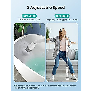 Electric Spin Scrubber, Voweek Cordless Cleaning Brush with Adjustable Extension Arm 4 Replaceable Cleaning Heads, Power Shower Scrubber for Bathroom, Tub, Tile, Floor