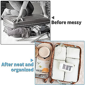 Compression Packing Cubes for Suitcase, GEEDIAR 6 PCS Travel Bags Organizer for Luggage, Travel Organizer Cubes for Travel Essentials, Lightweight Packing Cubes for Travel Accessories with Shoe Bag Khaki