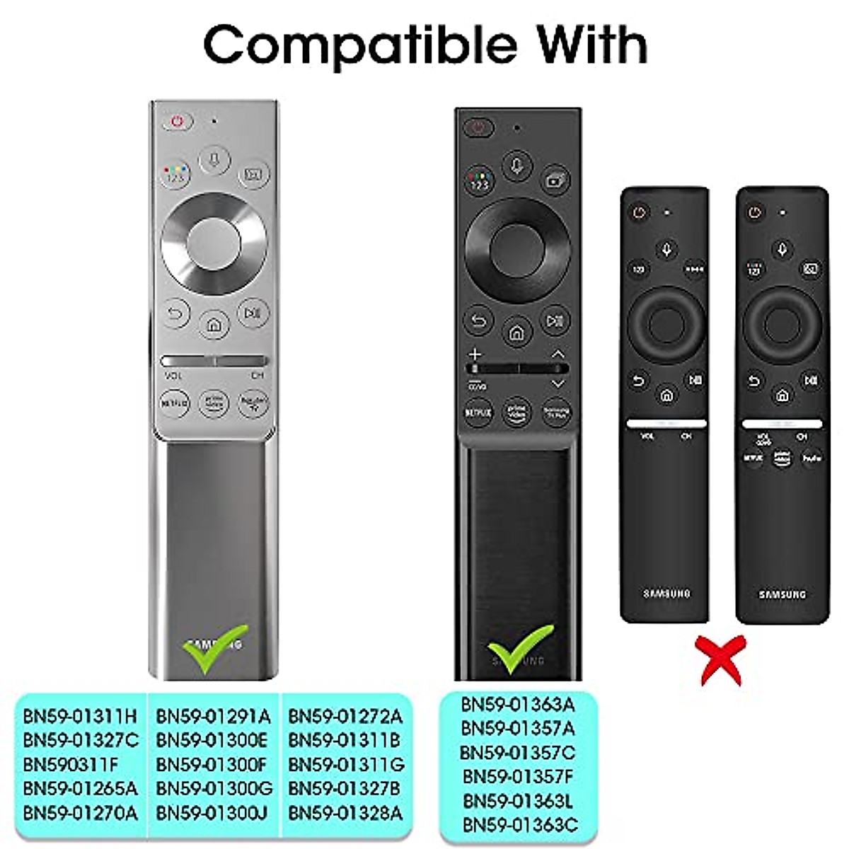 [2Pack] Silicone Protective Case for Samsung Smart TV Solar Cell Remote Control 2021,for Samsung BN59-01357 BN59-01363 Remote Replacement Shockproof Battery Back Covers Skin Holder-Glowblue Glowgreen