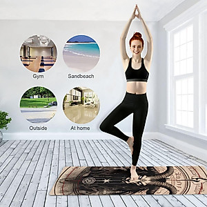 GOODOLD Satanic Circle Yoga Mat, 71 x 26 Inch Non-slip Yoga Mats Folding Travel Exercise Mat Indoor Outdoor Gym Pilates with Storage Bag for Women Men