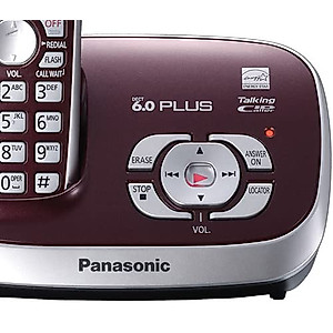 Panasonic KX-TG6572R DECT 6.0 Single Line 1.9GHz Talking Caller ID Expandable Up to 6 Handsets Call Block Eco-Mode Wall Mountable Cordless Telephone - 2 Handsets