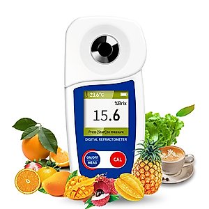 Digital Brix Refractometer Flagfront brix Meter Refractometer Automatic Temperature Compensation Brix Refractometer Range 0-55%，±0.1% Precision for Fruit Juice Coffee