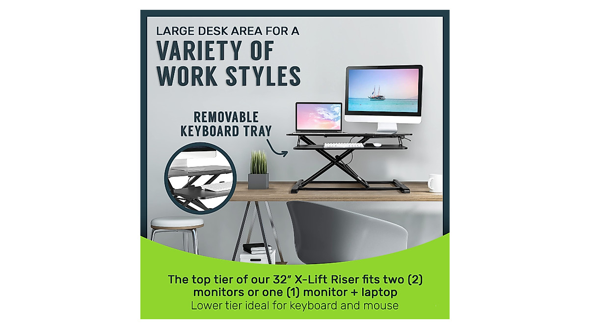 TechOrbits Standing Desk Converter - 32 Inch Adjustable Sit to Stand Up ...