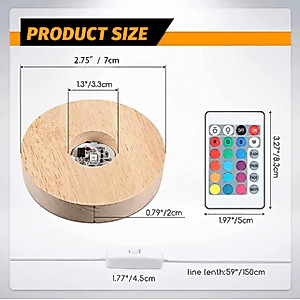 Aura Lifestyle LED Wood Light Display Base for Selenite Tower ,Crystal Glass Art, Colorful Light Crystal Display Base Stand with Remote Control