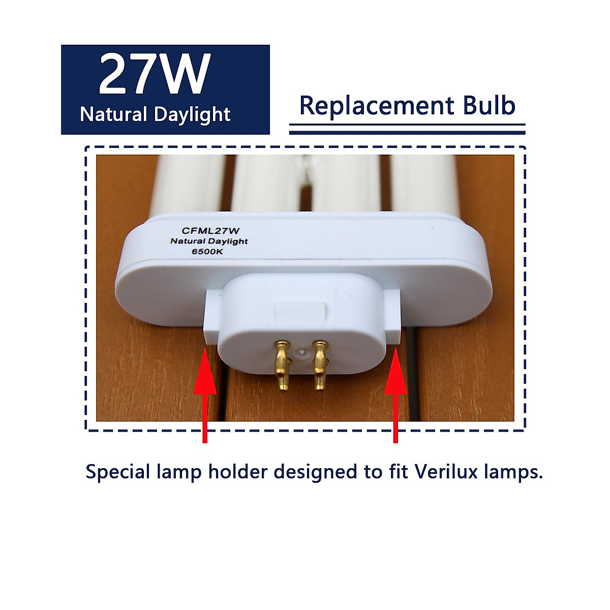 Valoisa CFML27VLX Natural Daylight Spectrum Fluorescent Light Bulb,Replacement for VERILUX CFML27VLX,6500K