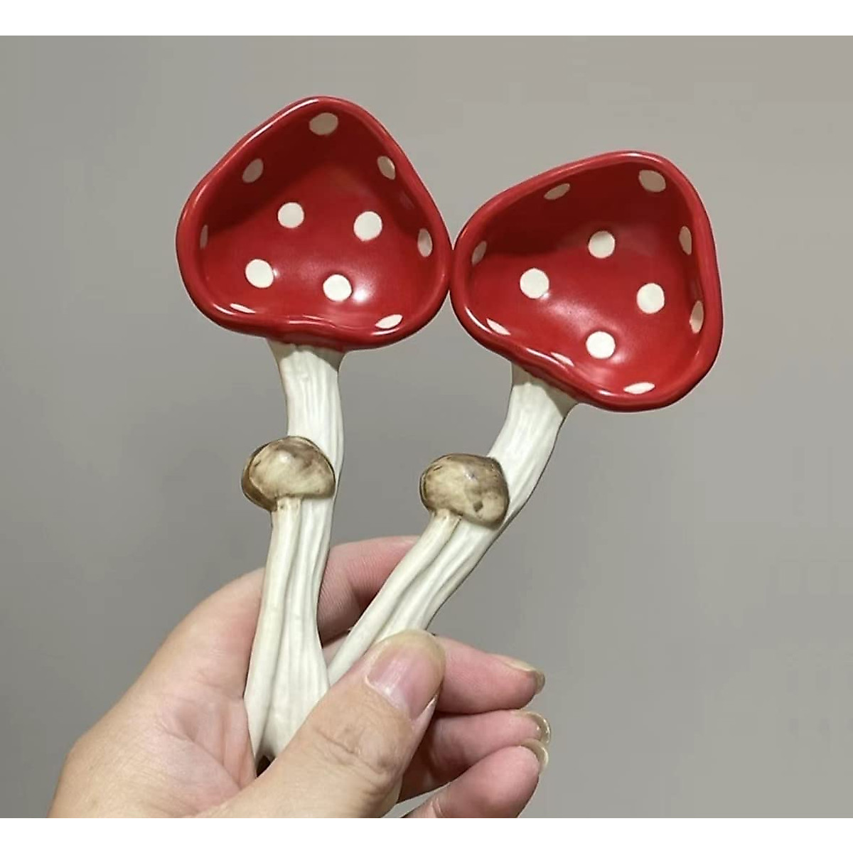RESVUGA Cute Mushroom Spoons - Soup Spoon Set of 2, Safety Matt Ceramics - Use for Dessert, Breakfast, Soup.