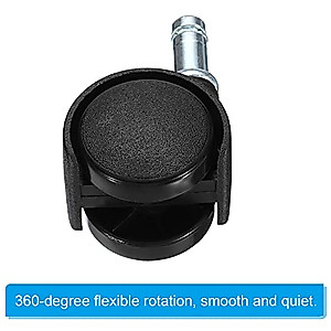 PATIKIL 1 Inch Swivel Casters, 8 Pack Nylon 360 Degree Universal Circlip Swivel Stem Wheels for Chair Furniture Replacement, Black