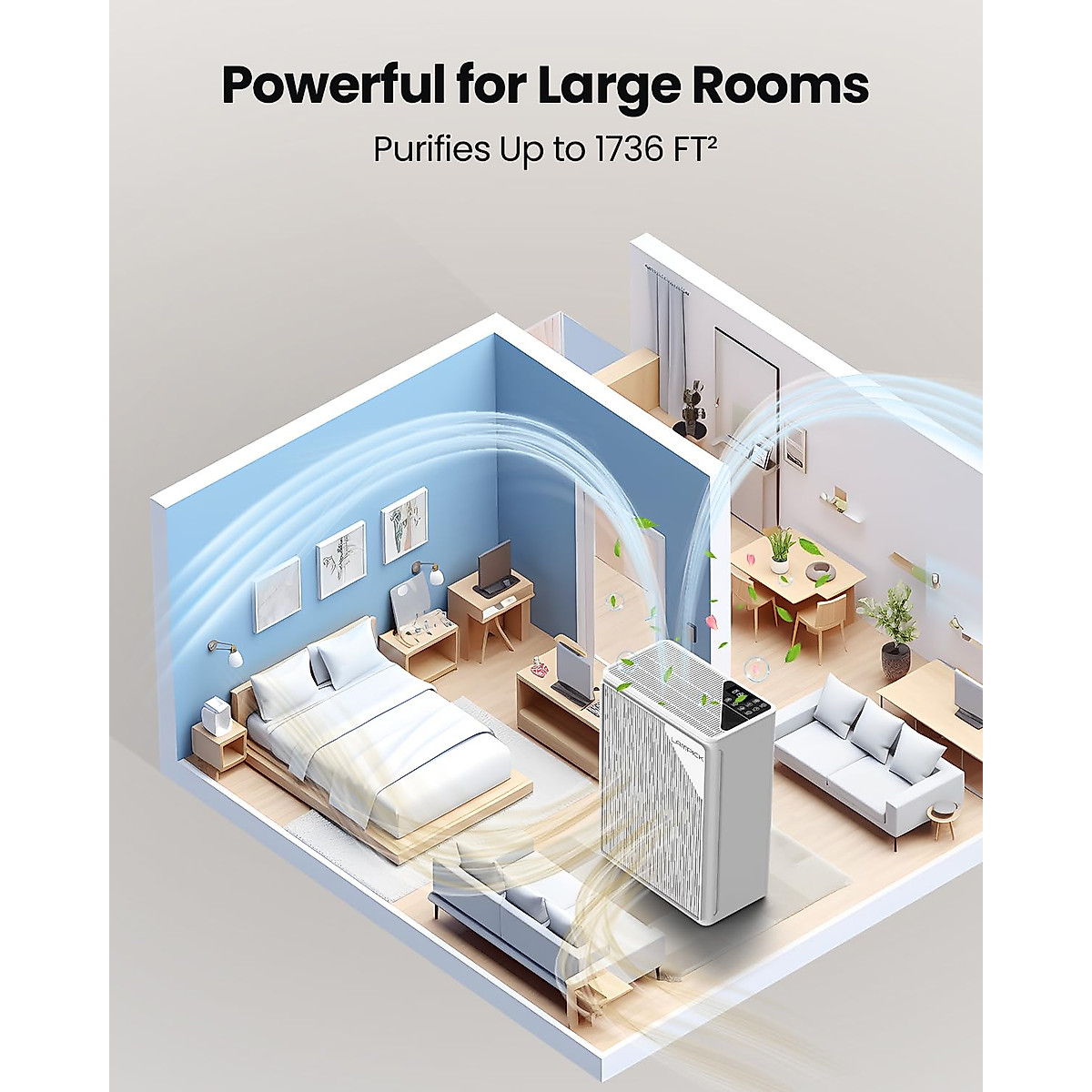 LAMPICK Air Purifier Filter 4-in-1 High-Efficiency True HEPA Replacement Filter, Air Filter Compatible Air Cleaner A6, H13 True HEPA Filter for Smoke Pollen Dander Hair Smell (1 Pack)