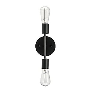 Globe Electric 65558 2-Light Reversible Vanity Light, Matte Black, Makeup Lighting, Beauty Room Accessories, Bathroom Lights Over Mirror, Makeup Mirror Lights, Decorative Lighting, Bulb Not Included