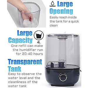 Top fill Reptile Fogger Terrariums Humidifier Fog Machine Mister with 4L Visible Large Tank & Extension Hoses, Suitable for Terrariums & Enclosures, Ideal for Reptiles/Amphibians/Herps/Vivarium/Moss