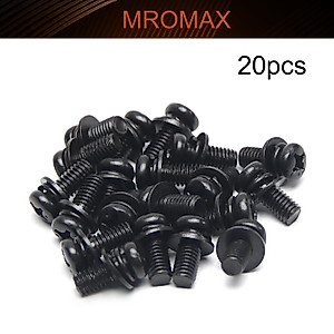 MroMax M6 x 14mm Carbon Steel Phillips Pan Head Machine Screws Bolts Combine with Spring Washer and Plain Washers 20Pcs