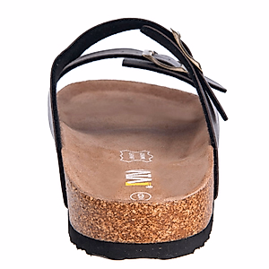 WTW Men's Cork Footbed Sandals Slip on Beach Slide Slipper Shoes with Adjustable Metal Buckle Strap for Men Causal Style
