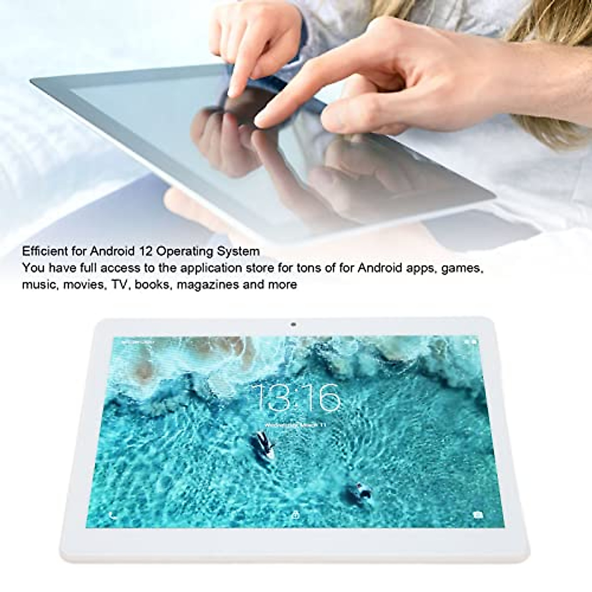 Naroote Calling Tablet, 10.1 Inch HD Tablet Gold 100-240V for Android 12 for Studying (US Plug)