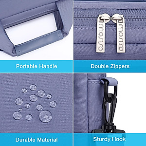 MOSISO Laptop Shoulder Bag Compatible with MacBook Air 15 M3 M2 2024 2023/Pro 16 inch M4 M3 M2 M1,15-15.6 inch Notebook with 2 Raised&1 Flapover&1 Horizontal Pocket&Handle&Belt, Lavender Gray