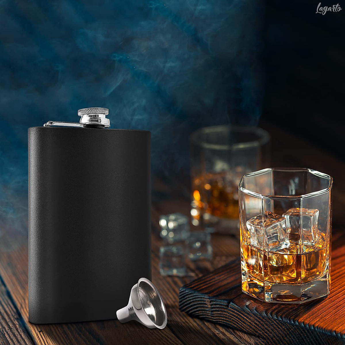 Matte Black Flasks for Liquor Stainless Steel - 8oz Flasks for Liquor Flasks for Women Vodka Alcohol Liquor Flasks for Men Drinking Flasks - Leak Proof Drinking Funnel Flask for Men Whiskey Flask