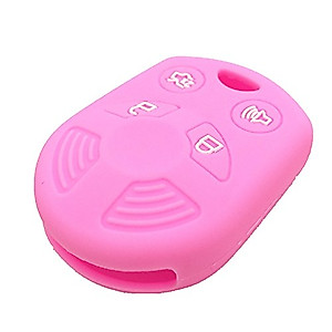 Ezzy Auto Pink 4 Buttons Silicone Rubber Key Fob Case Key Cover Key Jacket Skin Protector fit for Ford