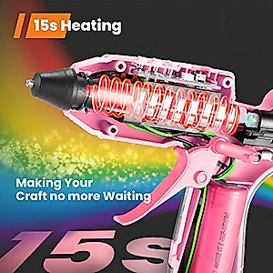 Cordless Hot Glue Gun, GoGonova 15s Fast Preheating Glue Gun, 5Ah Built-in Battery Hot Melt Glue Gun, Smart Power-Off, Kit with 25 Pcs Premium Mini Glue Sticks and USB-C Charging Port(Pink)