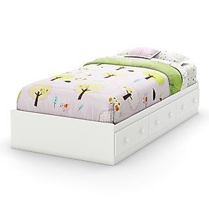 South Shore Savannah Mates Bed with 3 Drawers, Pure White