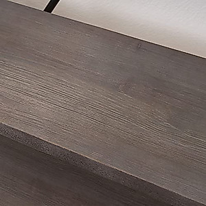 IBF Solid Wood Bookshelf, 4 Tier Natural Real Wood Bookcase, Modern Rustic Industrial Open Book Shelf, Tall Farmhouse Wooden Etagere Bookcase for Office Living Room Bedroom, Distressed Grey and Black