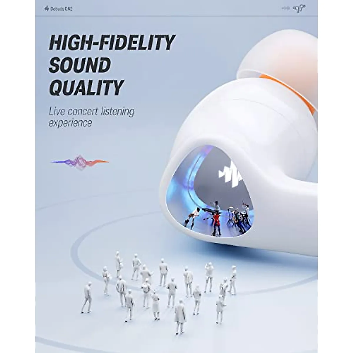 Donner Noise Cancelling Wireless Earbuds, Bluetooth 5.2 Earphones with 5 x EarTips, 4 Mic Clear Calls, 12mm Drivers, App for Custom EQ, 32H Playtime, Fast Charging, Transparency - Dobuds ONE,White