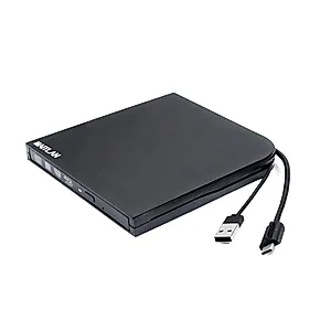 Ultra Slim External 4K UHD HD 3D Blu-ray Disc Player, USB Type-A & Type-C USB-C 2-In-1 6X BD-R BD-RE DL BDXL 100GB DVD-R M-Disc Burner Portable Optical Drive, for Windows 10 Mac OS Laptop & Desktop PC